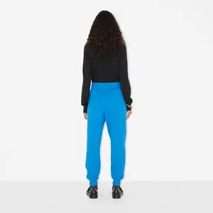 Burberry Embroidered-letter Motif Cotton Track Pants - Blue