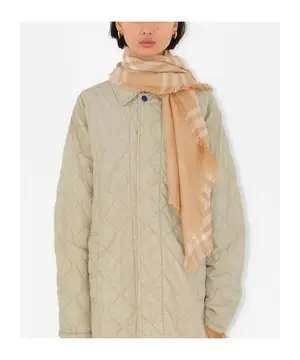 Burberry Logo Embroidered Check-pattern Frayed-edge Scarf