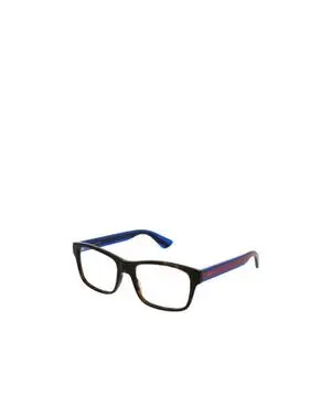 Gucci Logo Tortoiseshell Rectangular Eyeglasses - Black