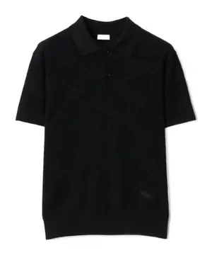 Burberry Checked Ribbed-knit Polo Shirt