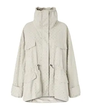 Pinko Crystal-embellished High-neck Coat - White