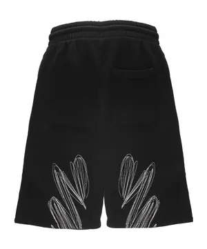 Off-White Logo Embroidered Drawstring Shorts - Black