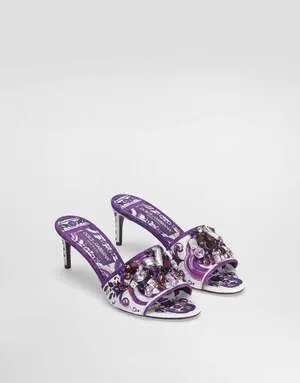 Dolce & Gabbana 60mm Majolica-print Embellished Mules