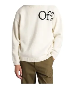 Off-White Logo Detailed Crewneck Jumper - White