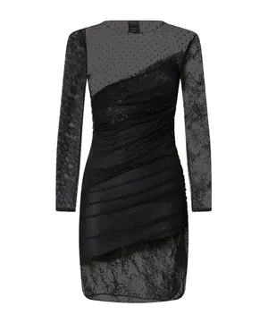 Pinko Sequin-embellished Mesh-upper Mini Dress - Black