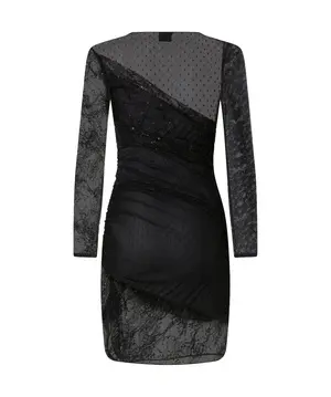 Pinko Sequin-embellished Mesh-upper Mini Dress - Black