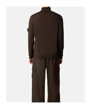 Stone Island Logo Patch Roll-neck Jumper - Dark Brown