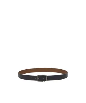 FERRAGAMO Reversible Leather Belt With Geometric Clasp - Black