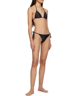 GANNI Logo Printed Bikini Top - Black