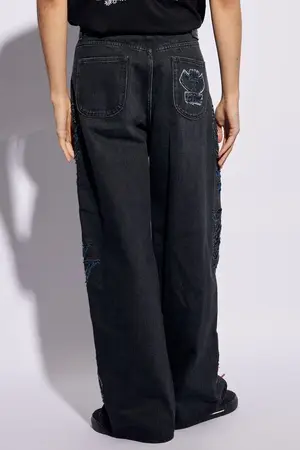Off-White Natlover Distressed Mid-rise Jeans