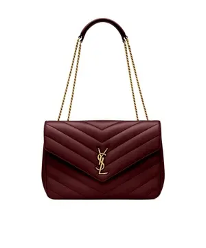Saint Laurent Loulou Foldover Top Large Shoulder Bag - Red Cabernet
