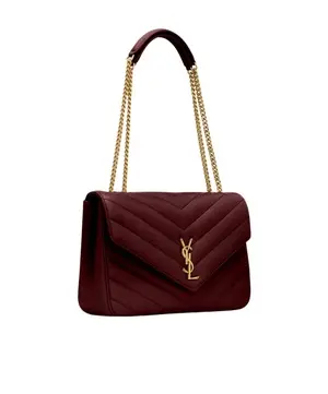 Saint Laurent Loulou Foldover Top Large Shoulder Bag - Red Cabernet