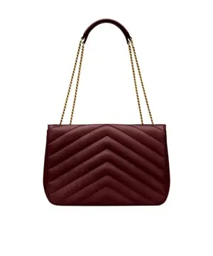 Saint Laurent Loulou Foldover Top Large Shoulder Bag - Red Cabernet