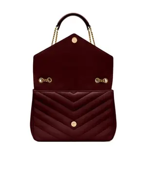 Saint Laurent Loulou Foldover Top Large Shoulder Bag - Red Cabernet