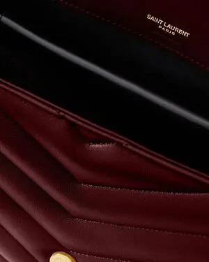 Saint Laurent Loulou Foldover Top Large Shoulder Bag - Red Cabernet