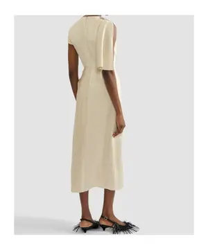 Erdem Asymmetric Crystal-embellished Draped Satin Dress