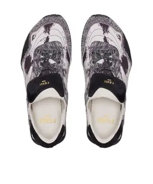 Fendi Wave Pulse Graphic Print Sneakers - Black
