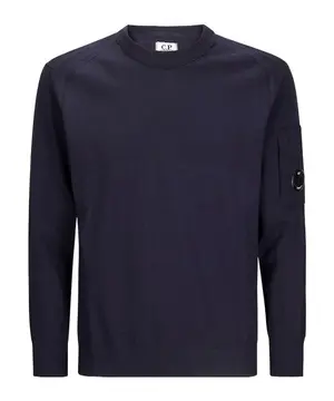 C.P. COMPANY Crewneck Knitted Jumper With Logo Detail - Black
