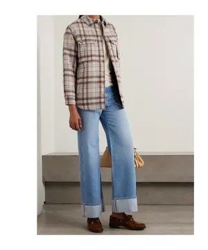 Veronica Beard Mikaela Belted Checked Flannel Shirt Jacket - Nude