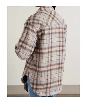 Veronica Beard Mikaela Belted Checked Flannel Shirt Jacket - Nude