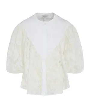 Giambattista Valli Lace Puff Sleeve Top