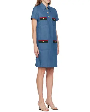 Gucci Denim Mini Dress With Webbing Trim