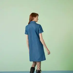 Gucci Denim Mini Dress With Webbing Trim