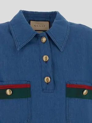 Gucci Denim Mini Dress With Webbing Trim