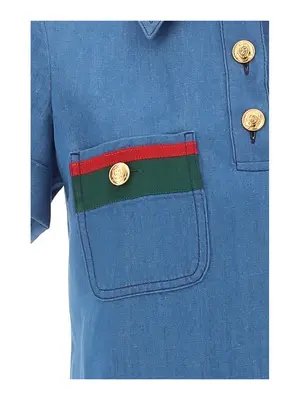 Gucci Denim Mini Dress With Webbing Trim