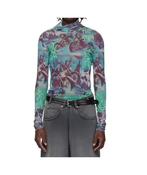 LU'U DAN Masked Mesh Turtleneck