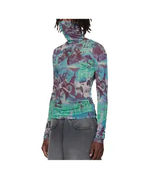 LU'U DAN Masked Mesh Turtleneck