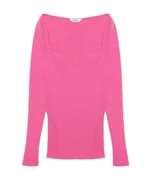 Balenciaga Sweetheart Neckline Knit Top - Pink