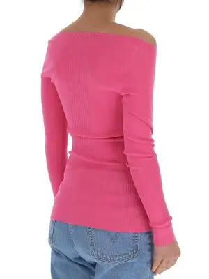 Balenciaga Sweetheart Neckline Knit Top - Pink