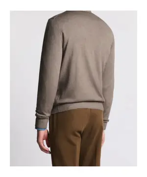 FAY Crew Neck Wool Knitwear With Embroidered Logo - Brown
