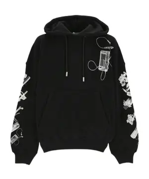 Off-White Graphic Print Drawstring Hoodie