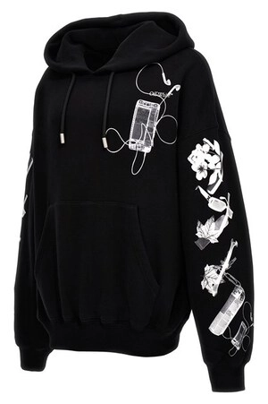 Off-White Graphic Print Drawstring Hoodie