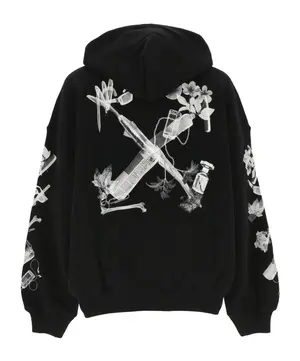 Off-White Graphic Print Drawstring Hoodie