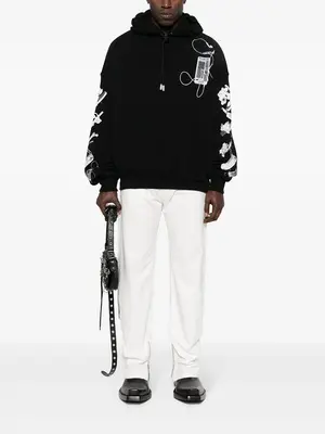 Off-White Graphic Print Drawstring Hoodie