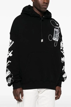 Off-White Graphic Print Drawstring Hoodie