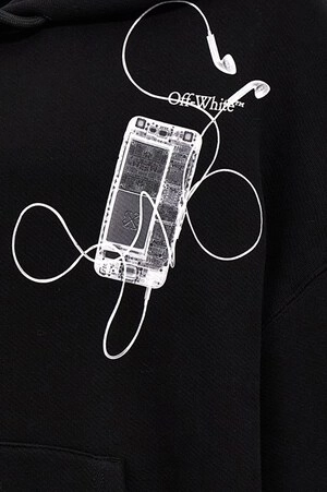 Off-White Graphic Print Drawstring Hoodie