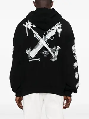 Off-White Graphic Print Drawstring Hoodie