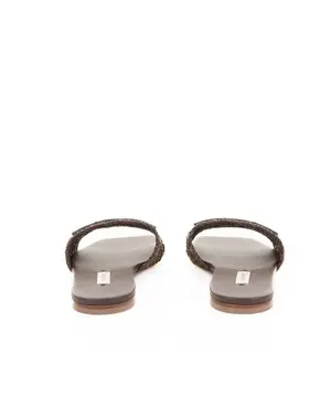 Casadei Square Toe Woven Slides