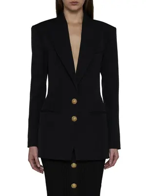 Balmain Single-breasted Tailored Blazer With Lion Button Detail