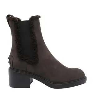 TOD'S Teddy Detailed High Heel Ankle Boots - Black