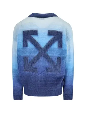 Off-White V-neck Button-up Cardigan With Logo Detail