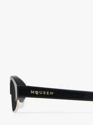 Alexander McQueen Oval-frame Sunglasses - Black/smoky