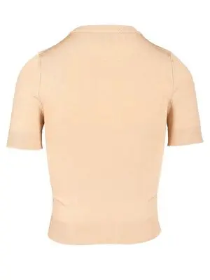 MARINE SERRE Embroidered Logo Short-sleeve Knit T-shirt - Nude