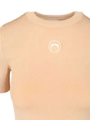 MARINE SERRE Embroidered Logo Short-sleeve Knit T-shirt - Nude