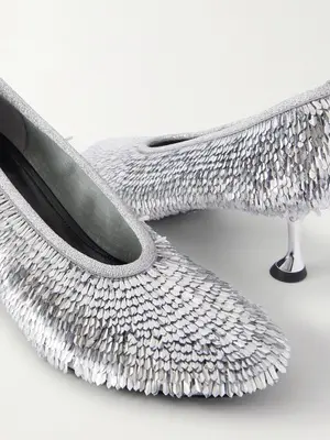 Proenza Schouler Sequined Mesh High Heel Pumps - Silver