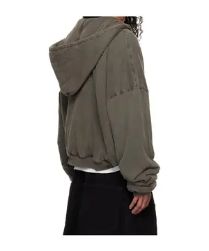 LU'U DAN Distressed Zipper Hoodie - Black